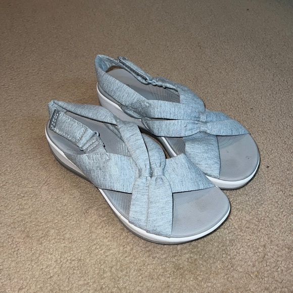 Cloudsteppers by Clarks | Shoes | Clarks Gray Strap Sandals | Poshmark
